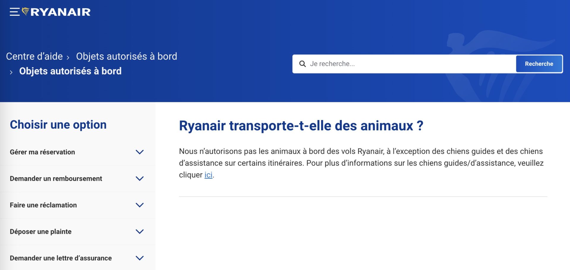 Peut-on voyager avec un chien ou un chat chez Transavia, Ryanair ou ...
