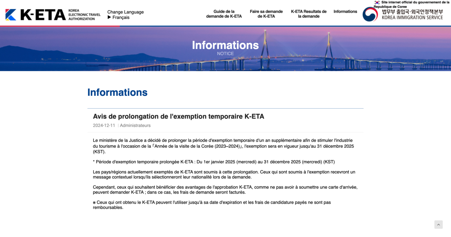 Südkorea verlängert schließlich die Befreiung von K-ETA bis Ende 2025
