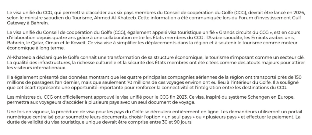 Towards a unified visa for the GCC: launch of the United Arab Emirates ...